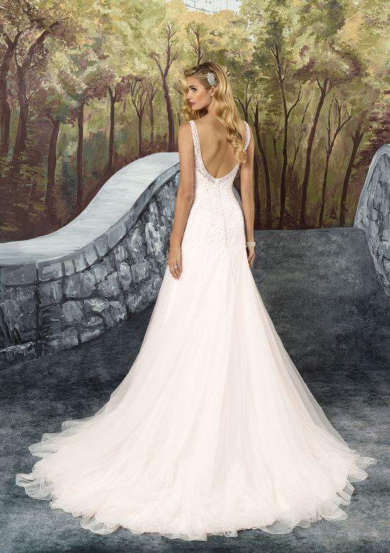 Style 8912: Tulle A-Line Gown with Sheer Beaded V-Neckline | Justin ...