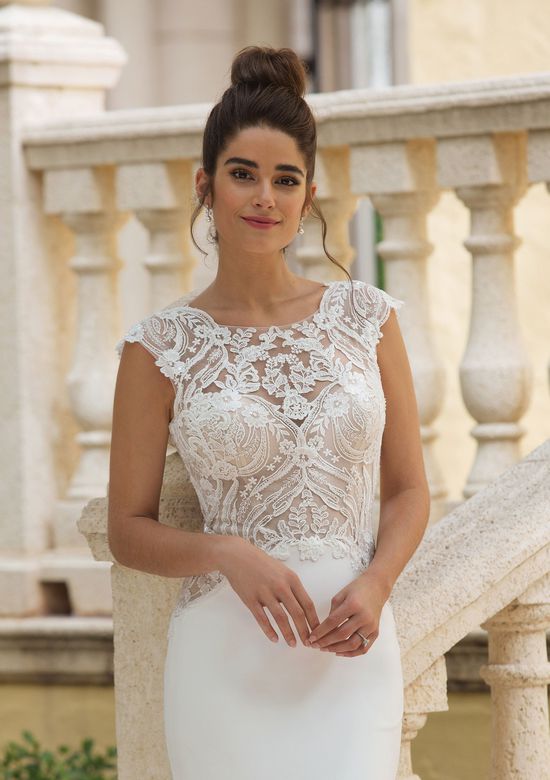 Style 44070: Fit and Flare with Inverted Lace Basque Waist | Sincerity ...