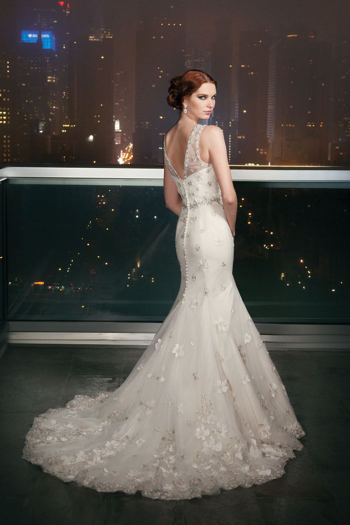 Style 9703: Tulle mermaid dress complemented with a Sabrina neckline ...