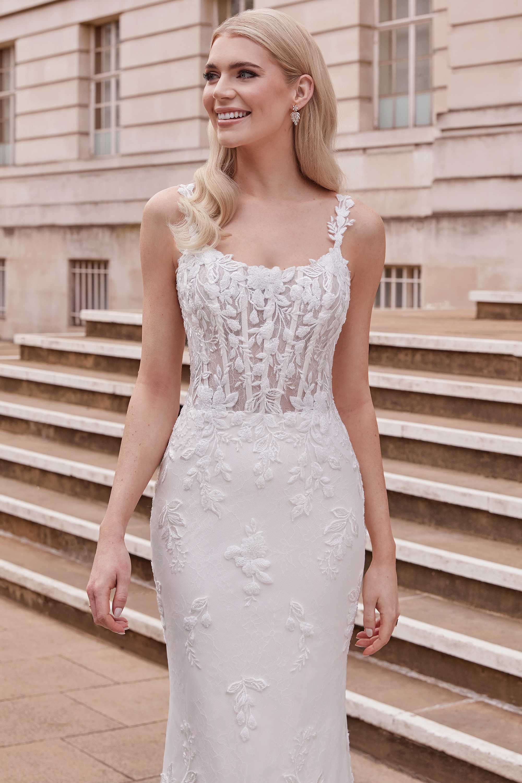 Style Cassandra: Lace Fit and Flare Gown with Scoop Neckline and ...