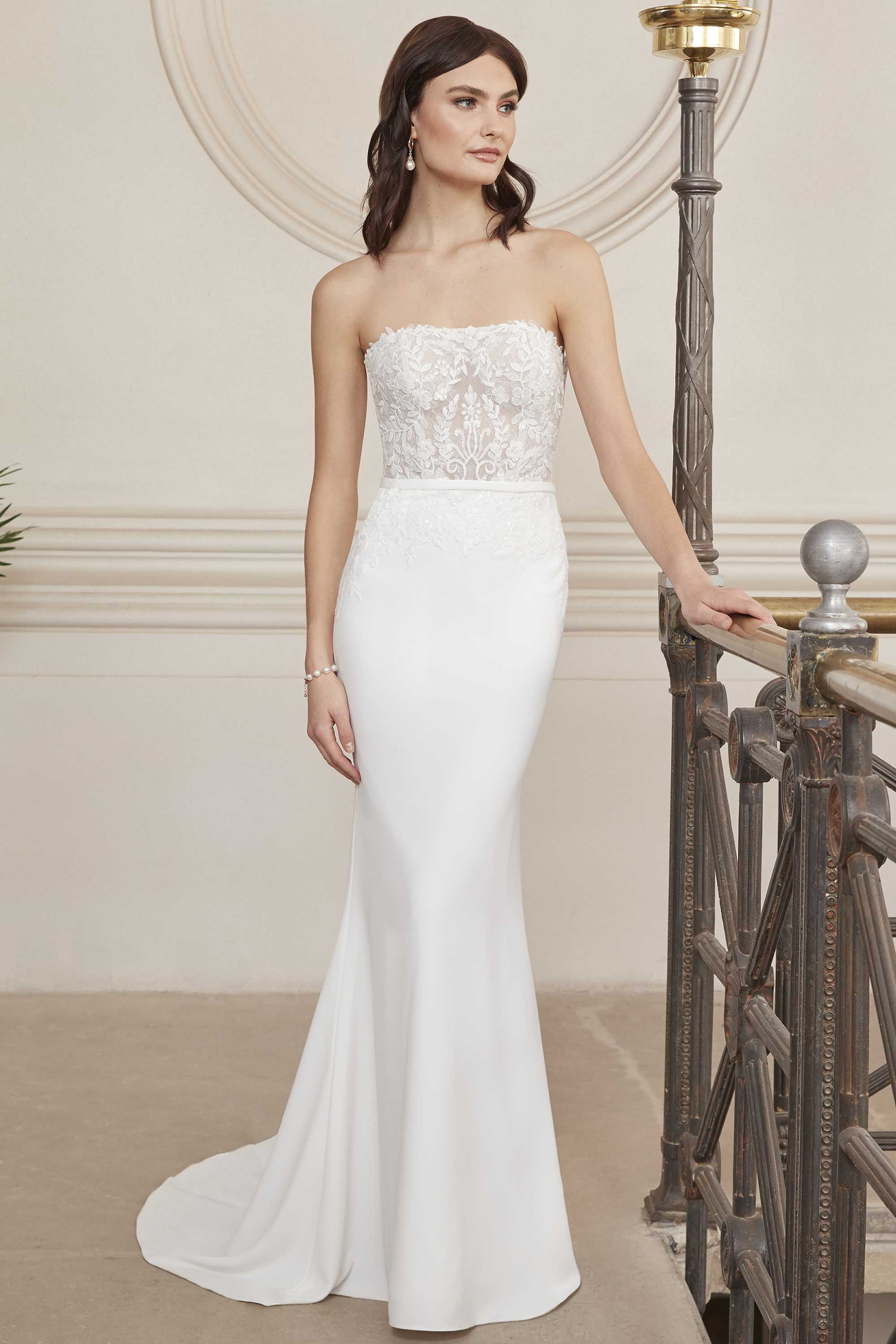 Style Iris: Crepe Fit and Flare Gown with Straight Neckline | Adore by ...