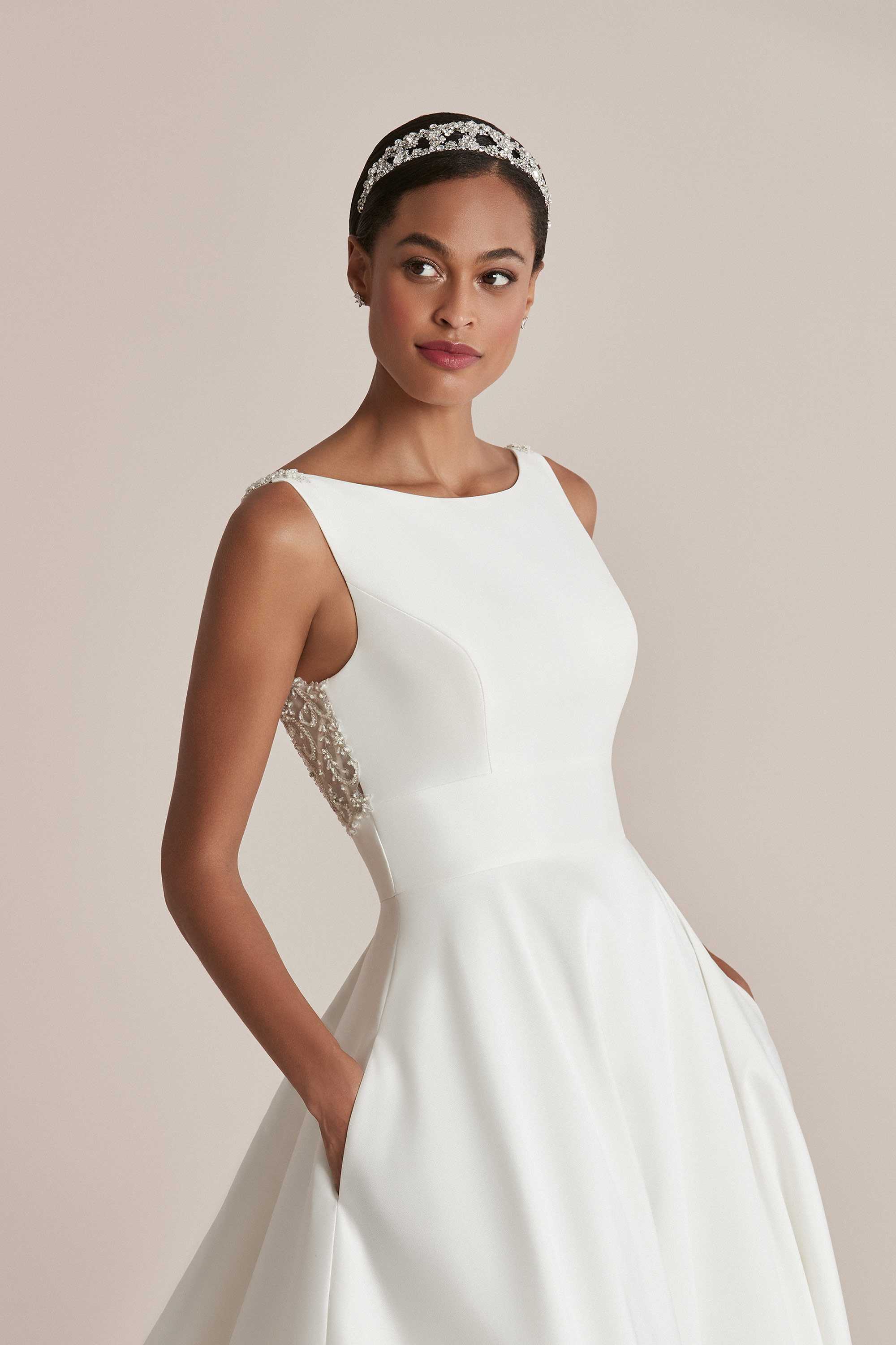 Style Camryn: Mikado Ball Gown with Sabrina Neckline and Beaded Back ...