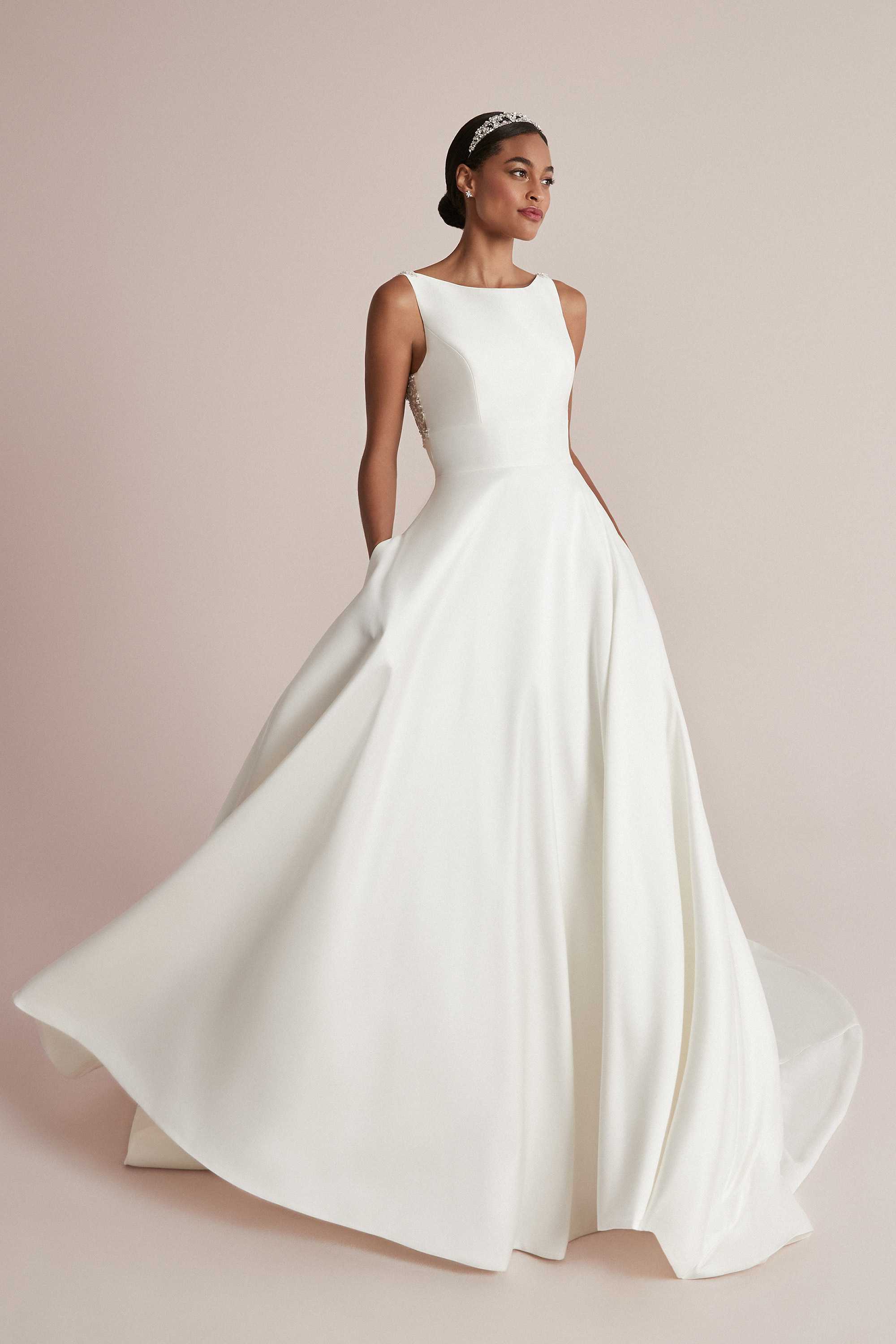Style Camryn: Mikado Ball Gown with Sabrina Neckline and Beaded Back ...