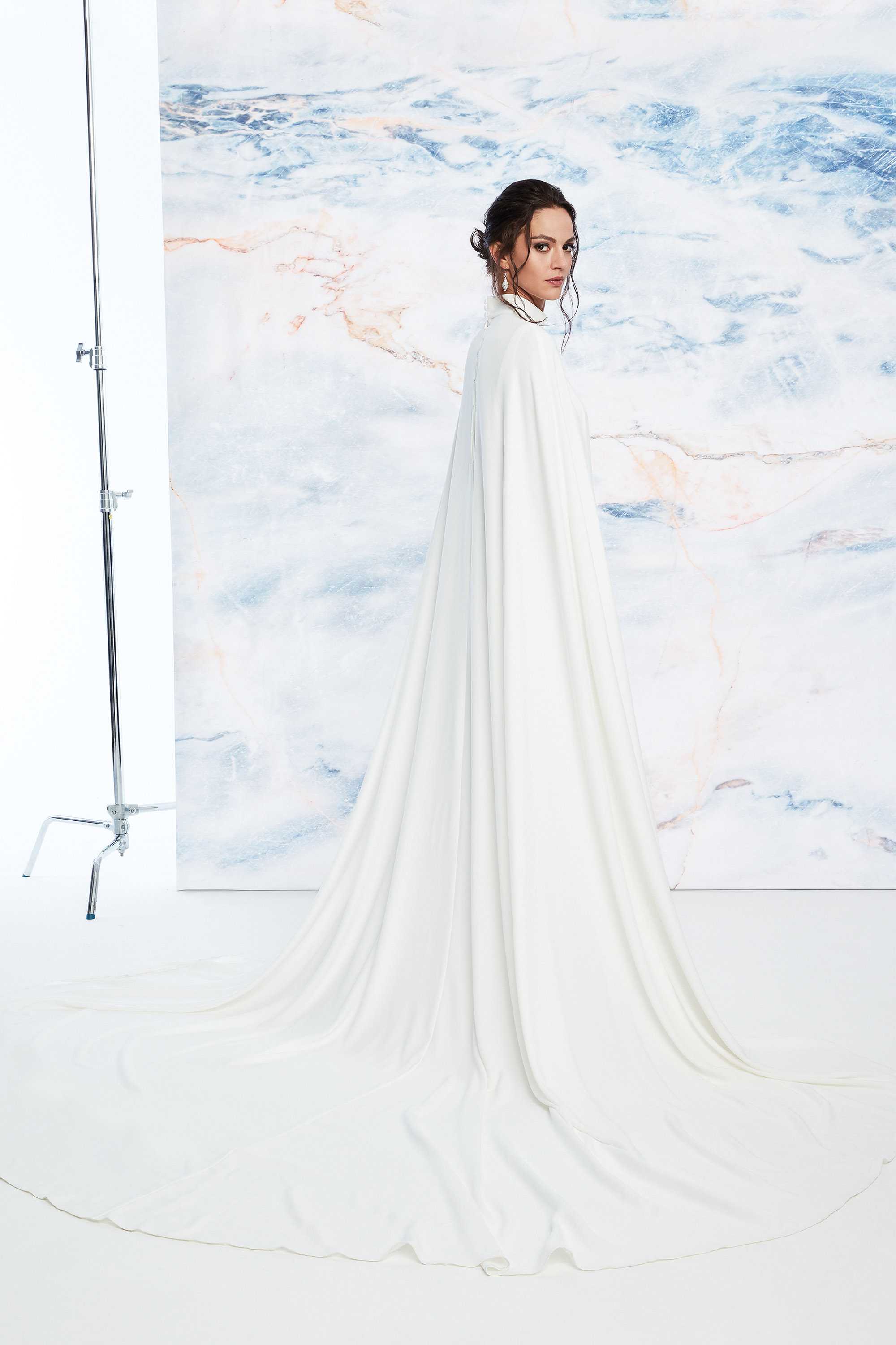 Style OSLO CAPE: Flowing Crepe Cape | Justin Alexander Signature