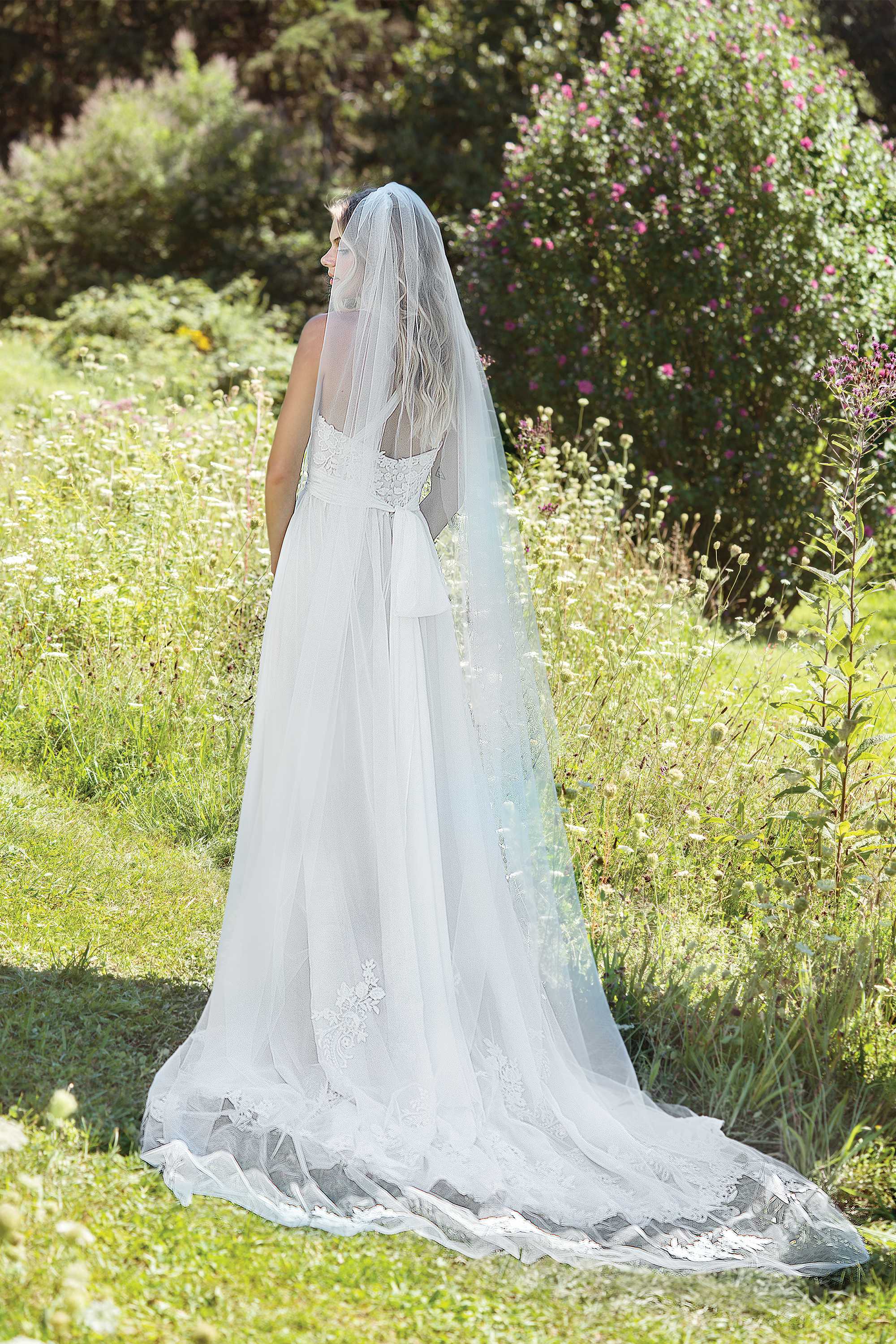 Style 6481: Organza A-Line Dress with Criss Cross Straps | Lillian West