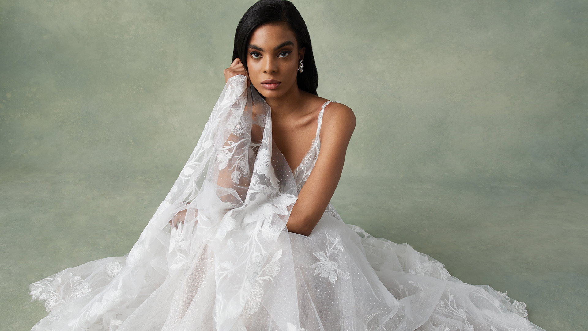 Style Faith: Sparkly V-Neck A-Line Gown with Flocked Dotted Tulle ...