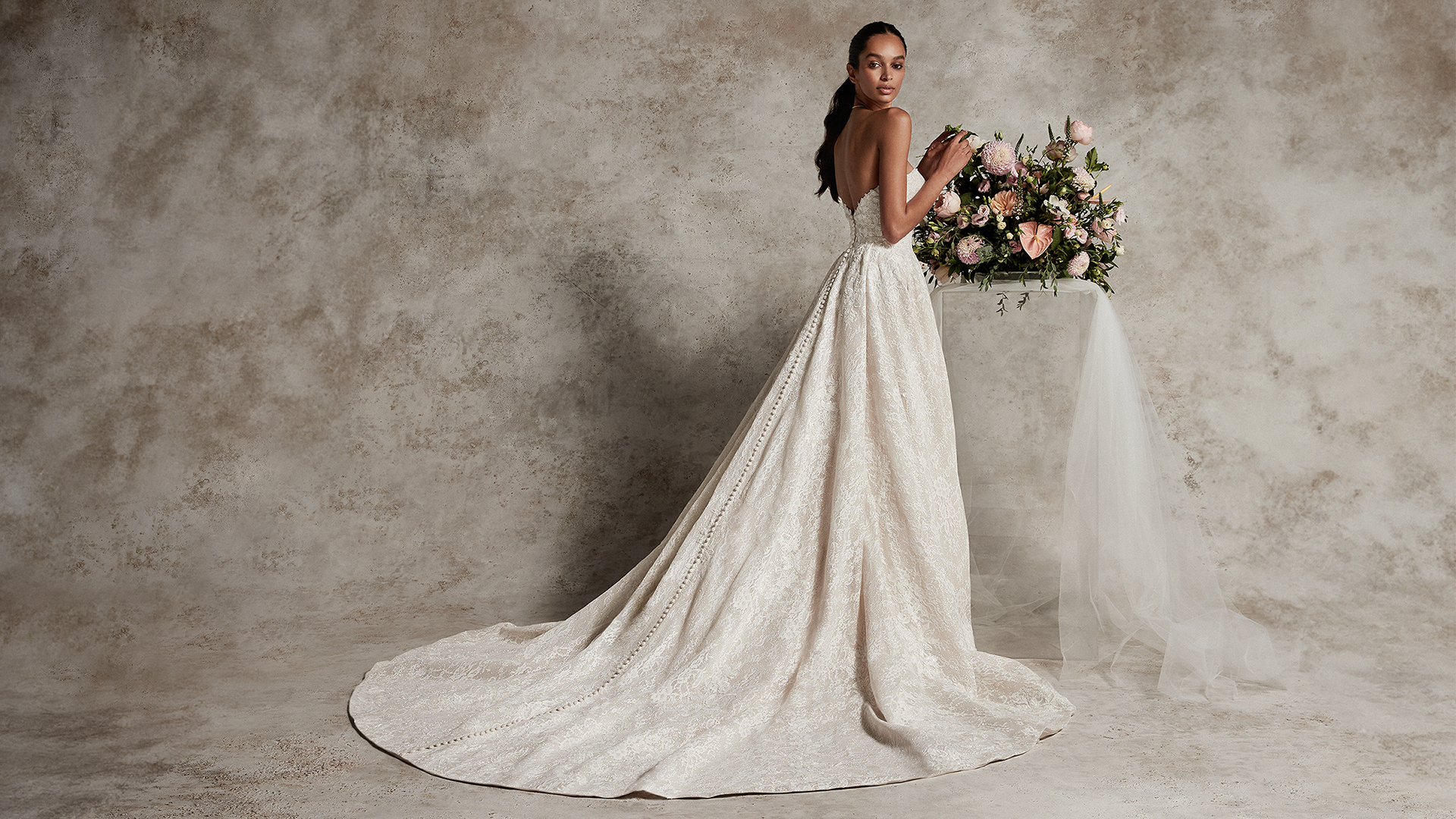 Style YAKIRA: Strapless Ball Gown with Tonal Beading and Pockets ...