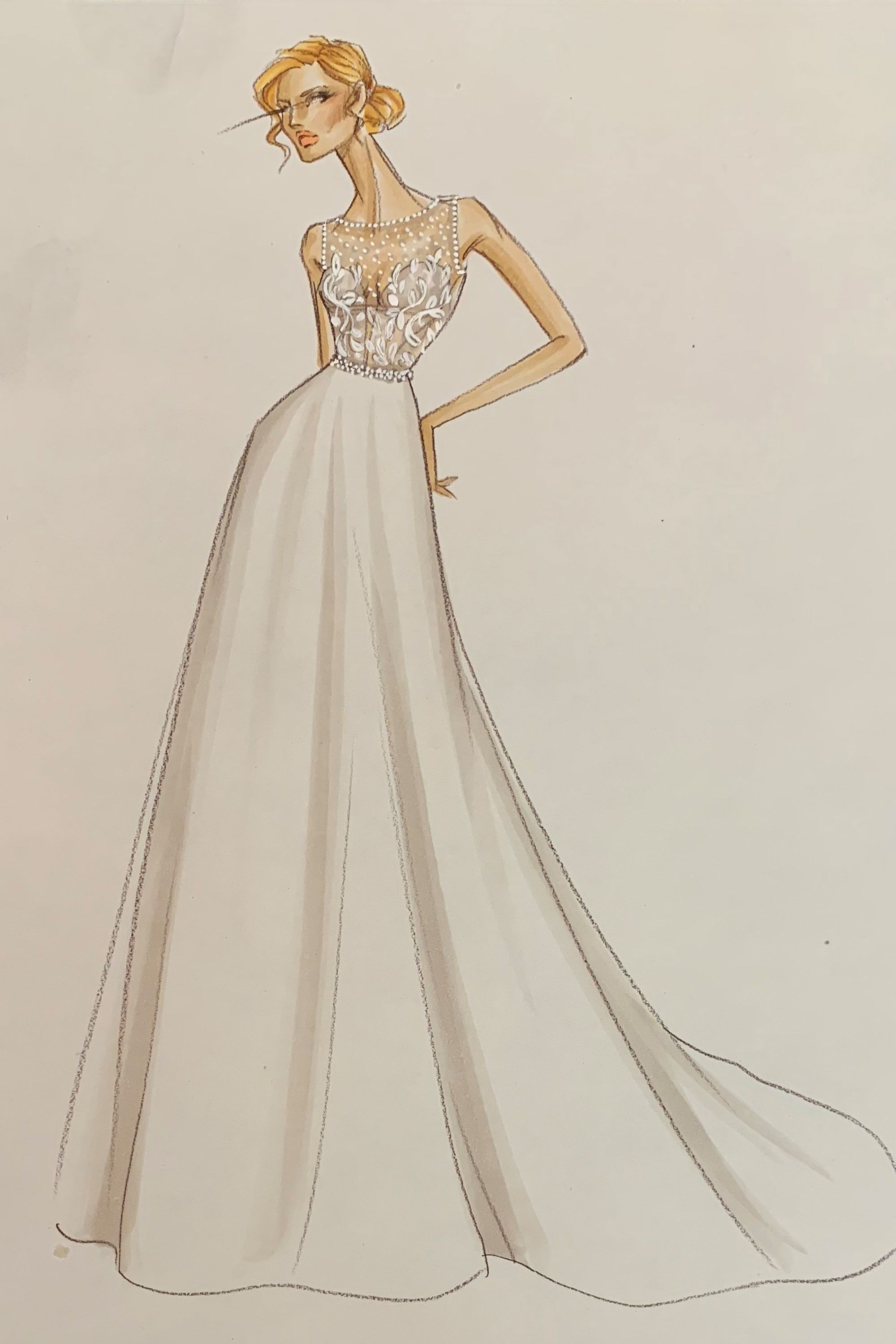 Style CARTER: Sabrina Neckline Ball Gown Embellished with Scattered ...