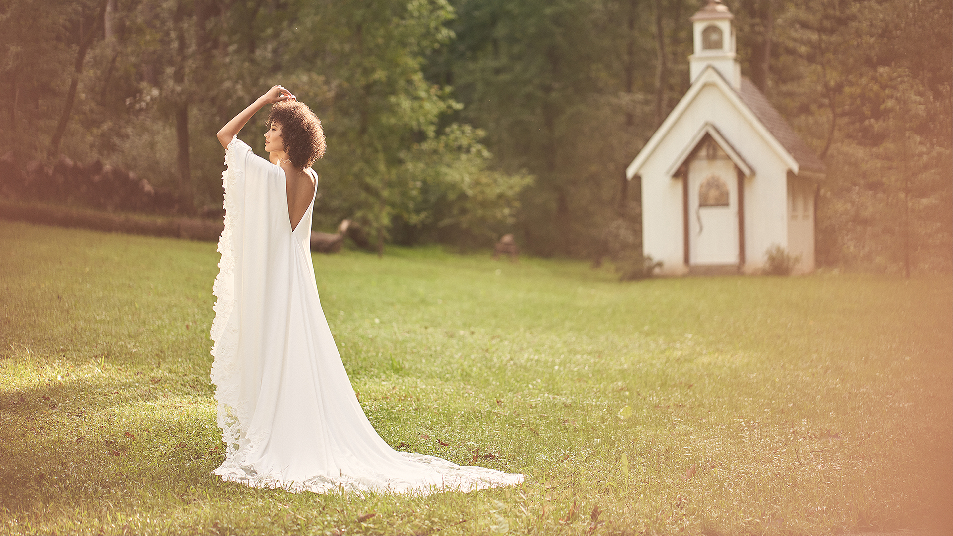 Style 66285: Crepe Fit and Flare Bridal Dress with Flutter Sleeves ...