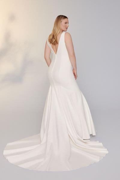 Style RIPLEY PS: Double Crepe Plus Size Fit and Flare Gown with V ...