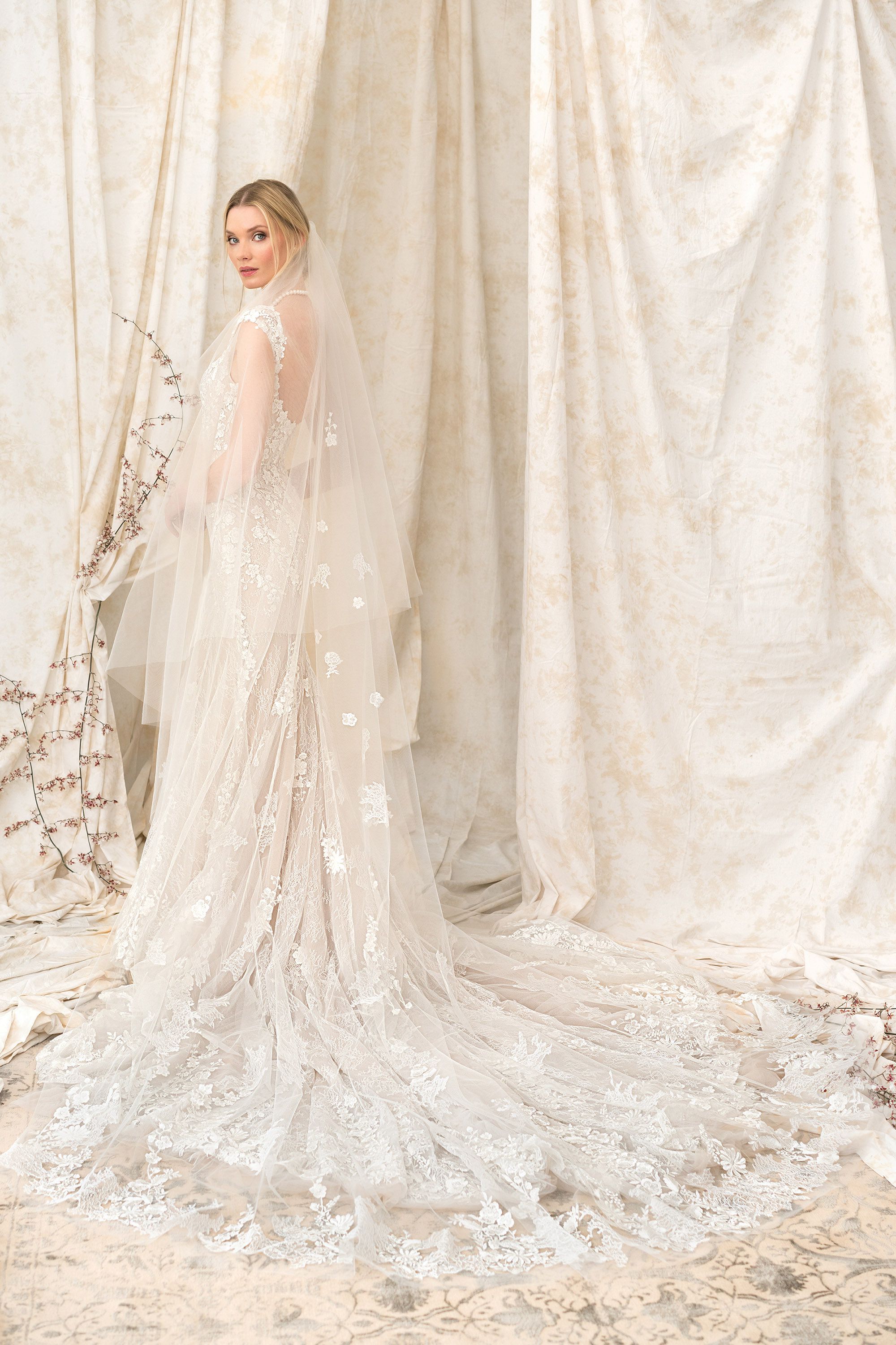 Style 9893V: Romantic Cathedral Veil | Justin Alexander Signature