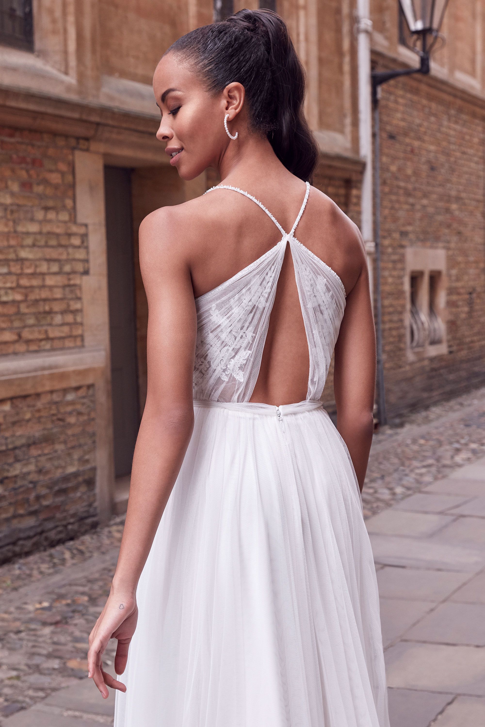 Style Chara: English Net A-Line Dress with Beaded Illusion Jewel ...