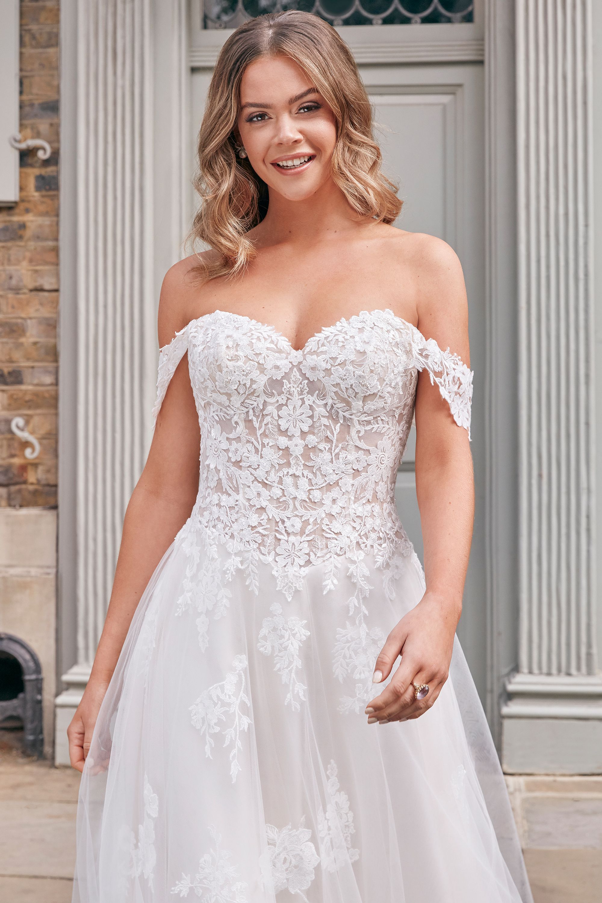 Style Meredith: Basque Waist A-Line Gown with Detachable Off the ...