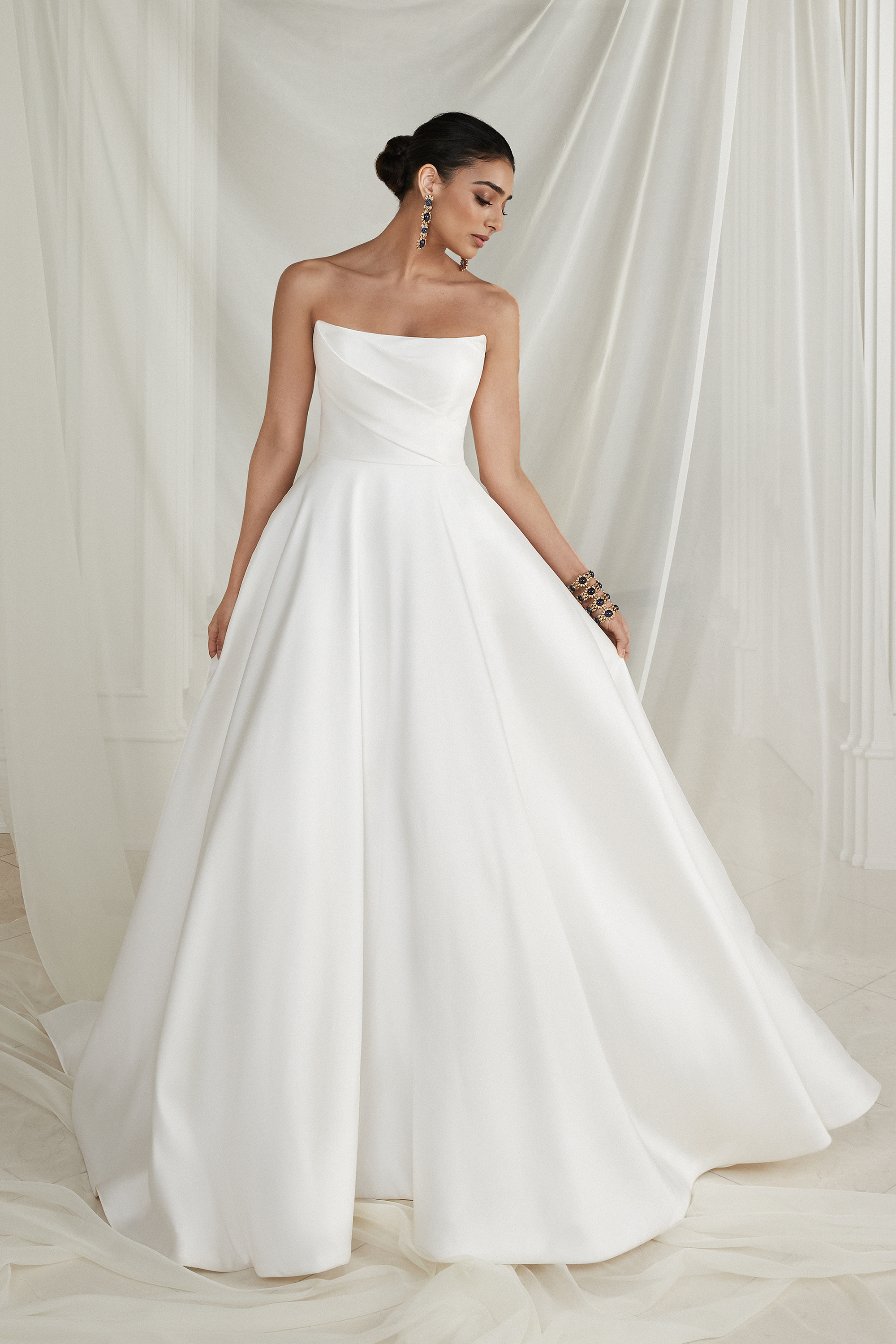 Style Estelle: Strapless Mikado A-Line Wedding Dress with Pleated ...