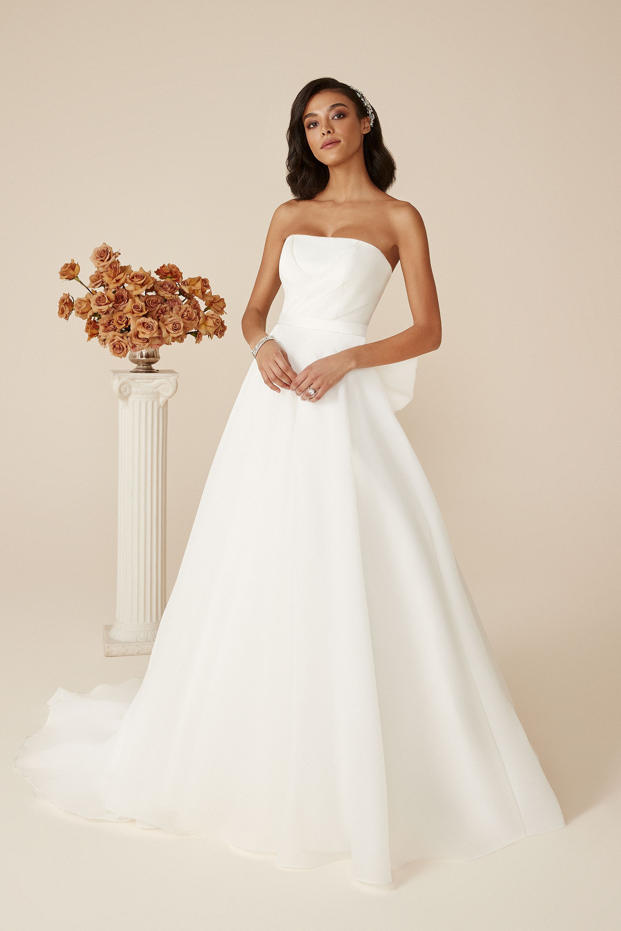 Style Durham: Organdy A-Line Gown with Pleated Straight Neckline ...