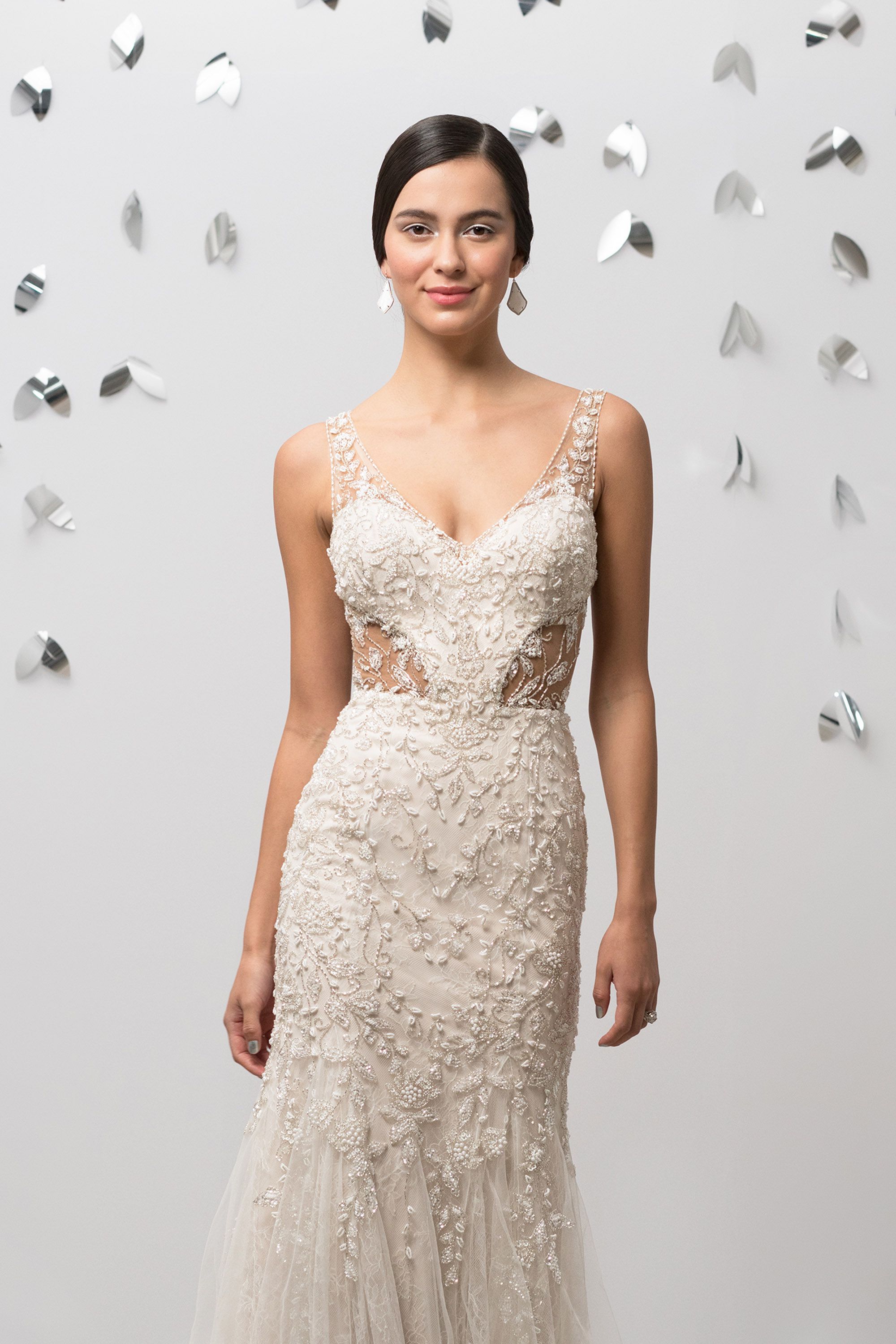 Style 99013: V-Neck Fit and Flare Embroidered Gown | Justin Alexander ...