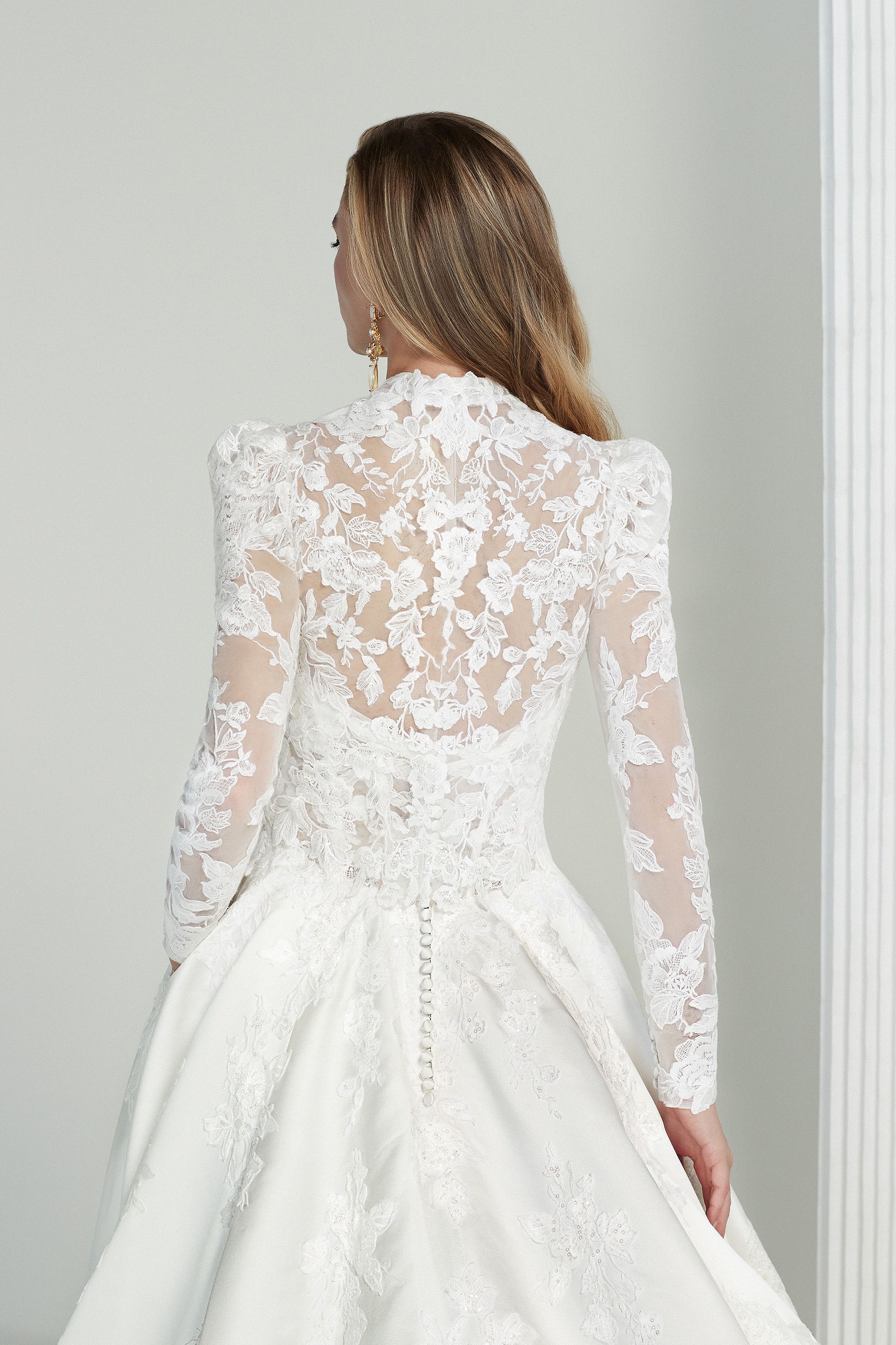 Style ELIZABETH: Satin Ball Gown with Exposed Boning and Sequined Lace ...