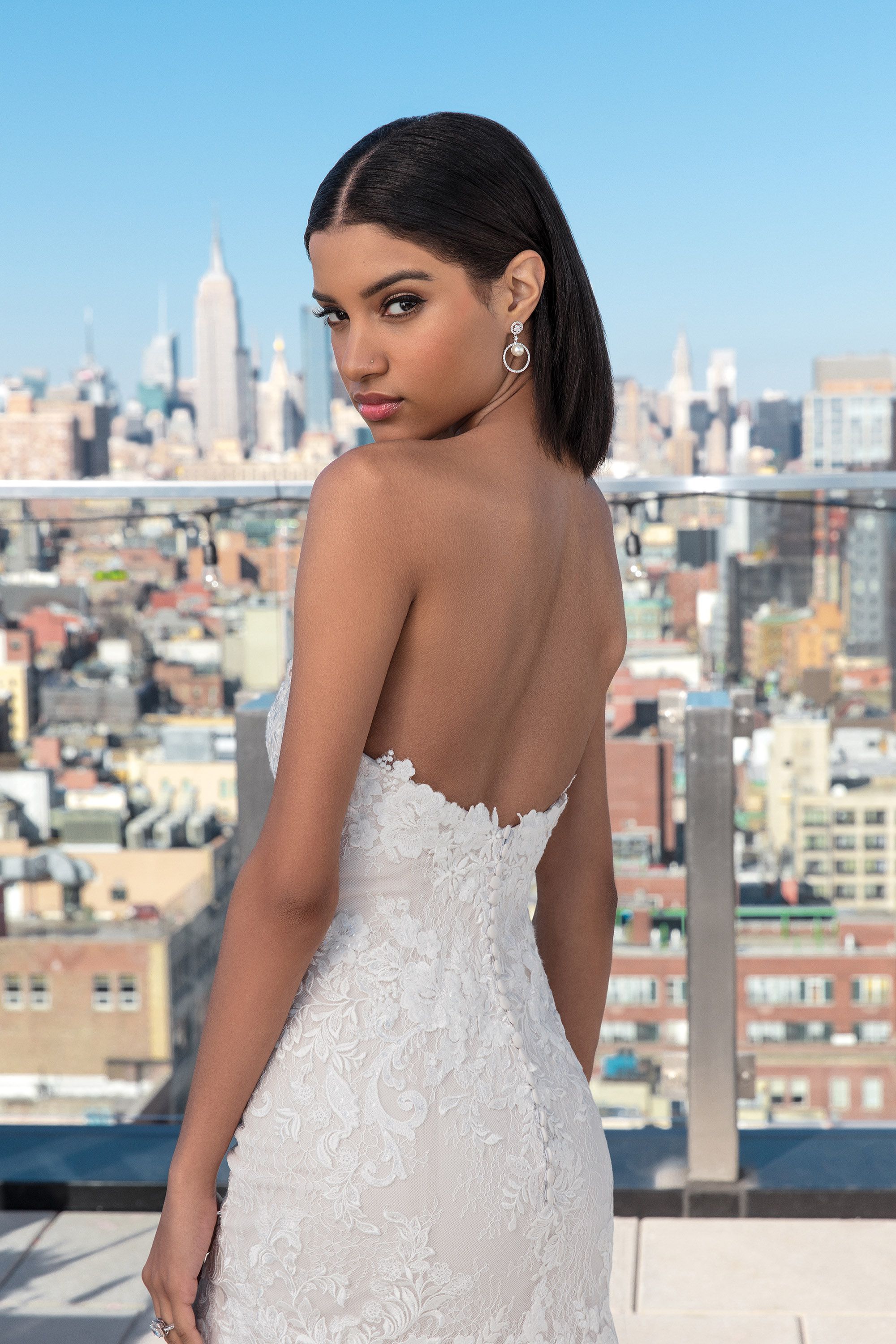 Style 99027: Sweetheart Dropped Waist Floral Lace Gown | Justin ...