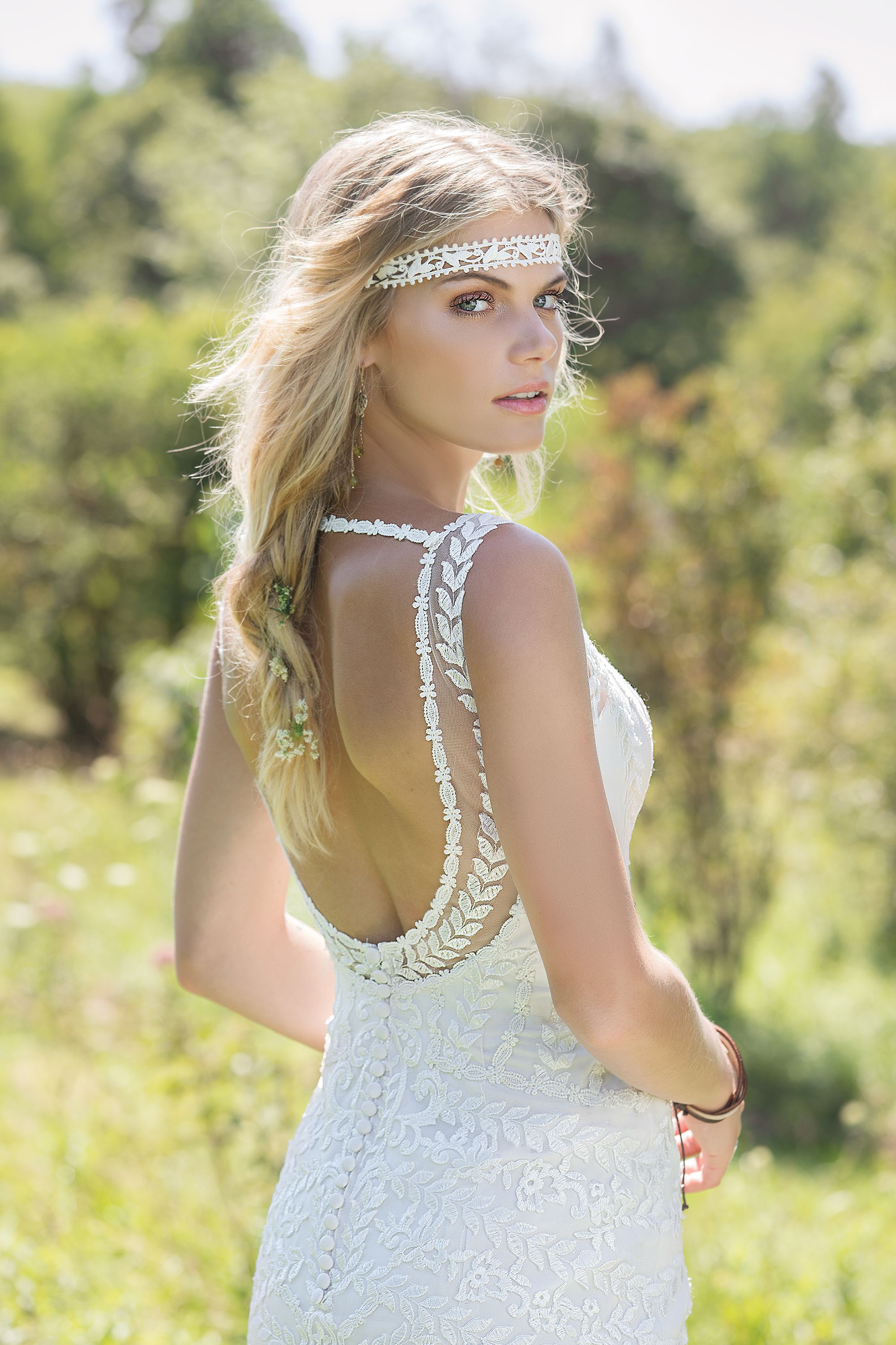 Style 6478: Fit and Flare Gown with Sabrina Neckline and Lace Trim ...