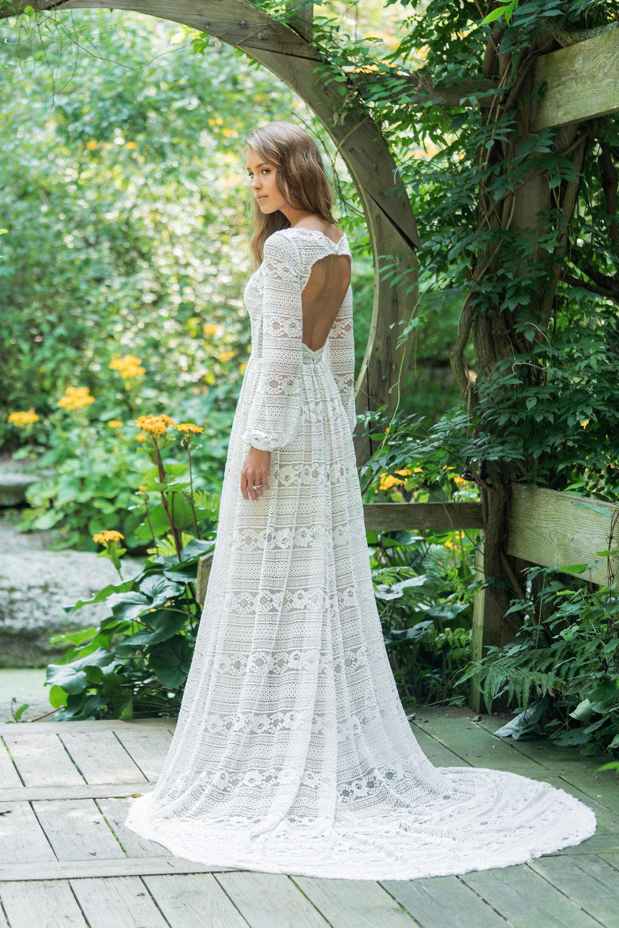 Style 66014: Long Sleeve Allover Lace Gown with Wrist Cuff | Lillian West