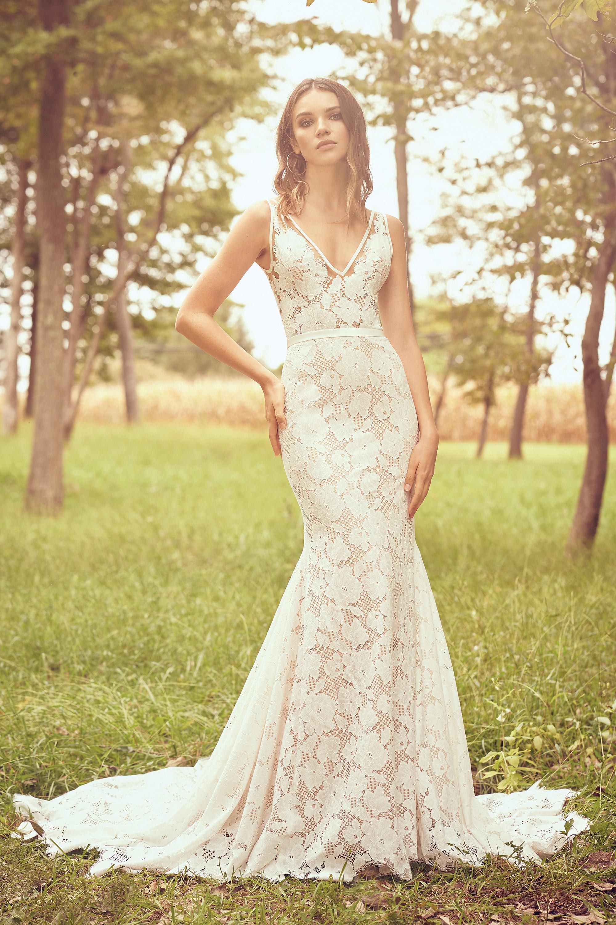 Style 66073: Allover Lace Fit and Flare Gown | Lillian West