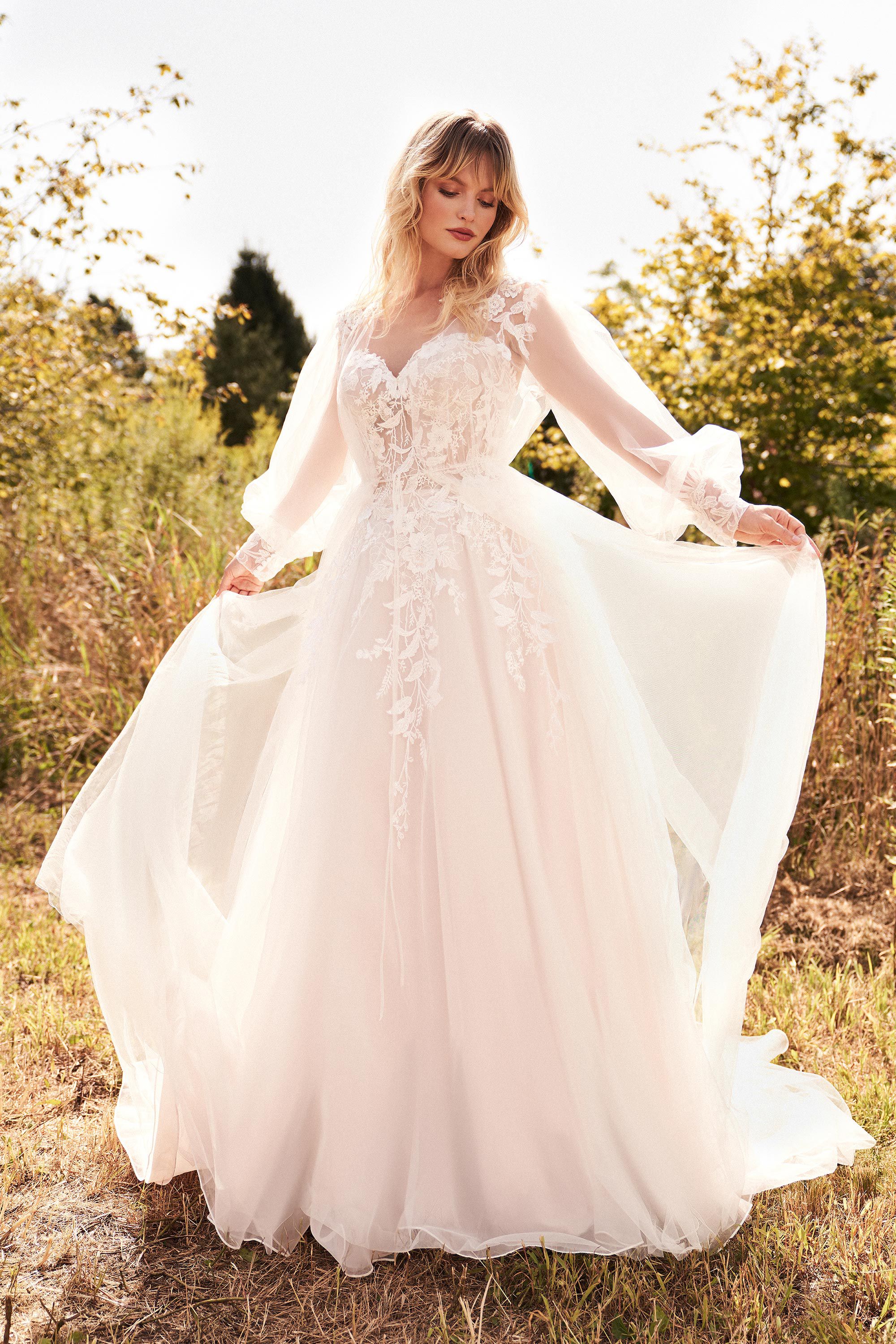 Style 66182J: Tulle Jacket with Blouson Sleeves and Sequined Lace ...