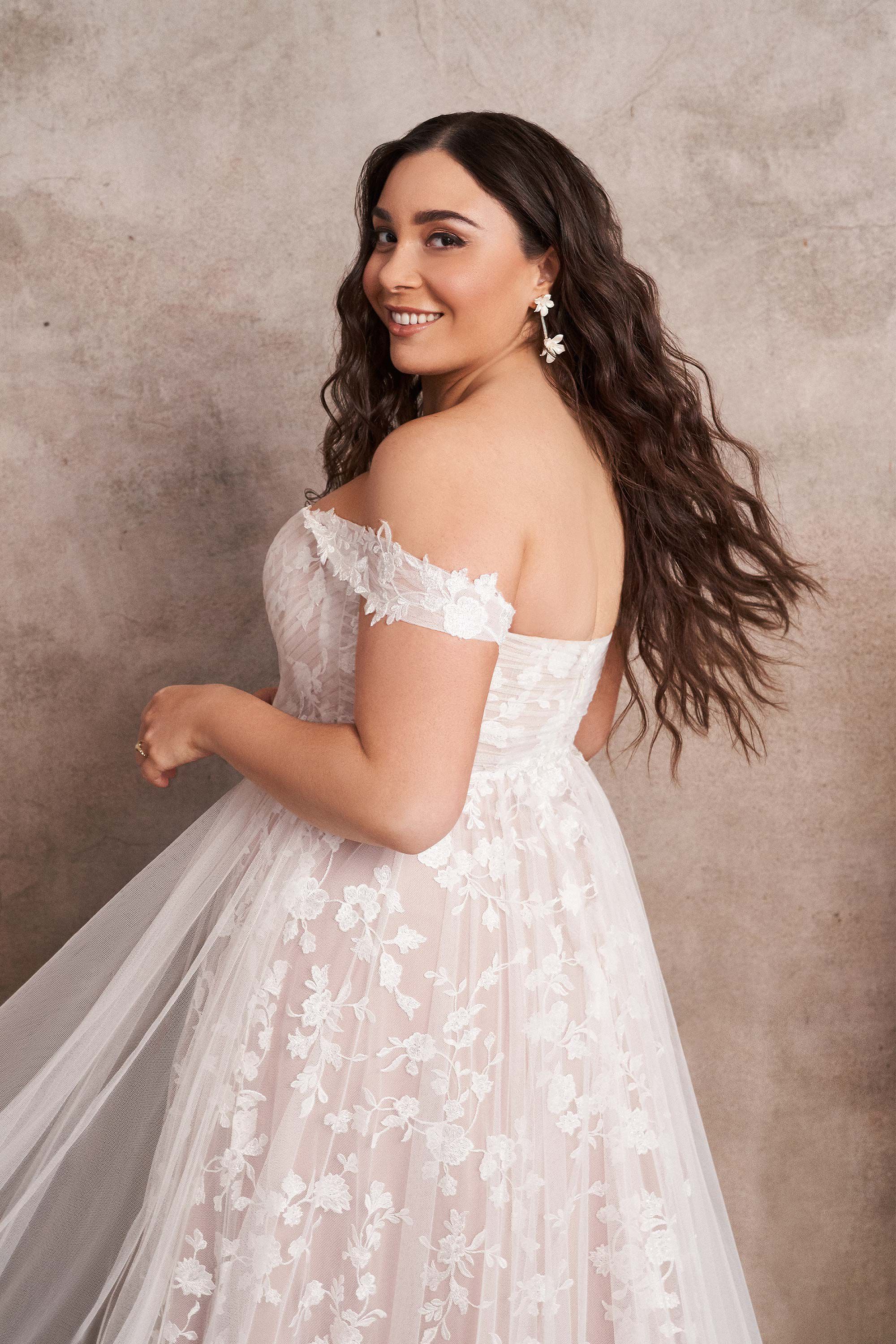 Style 66184PS: Soft English Net A-Line Plus Size Dress with Sweetheart ...