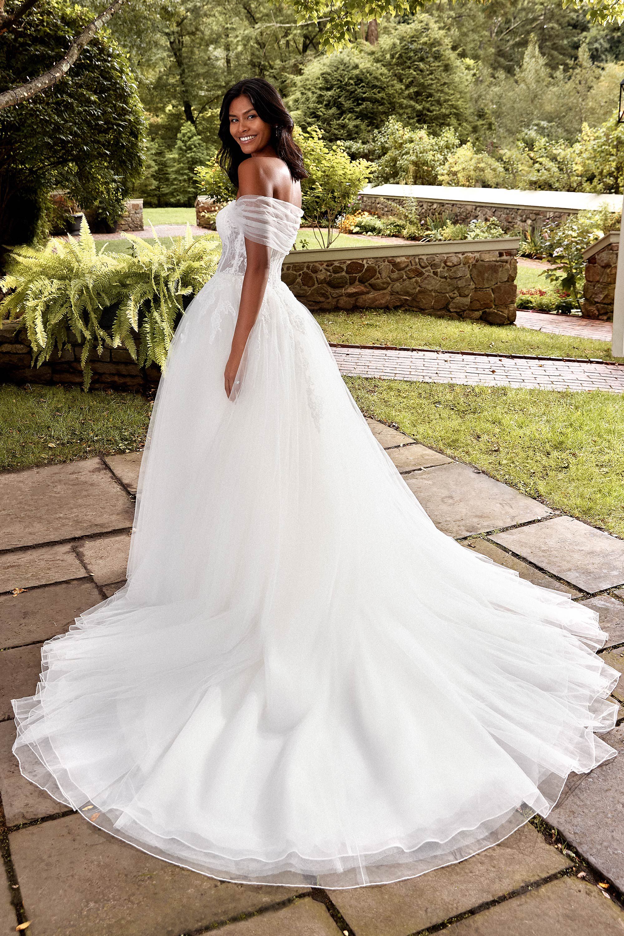 Style 44273: Strapless Basque Waist Tulle Ball Gown with Exposed Boning ...