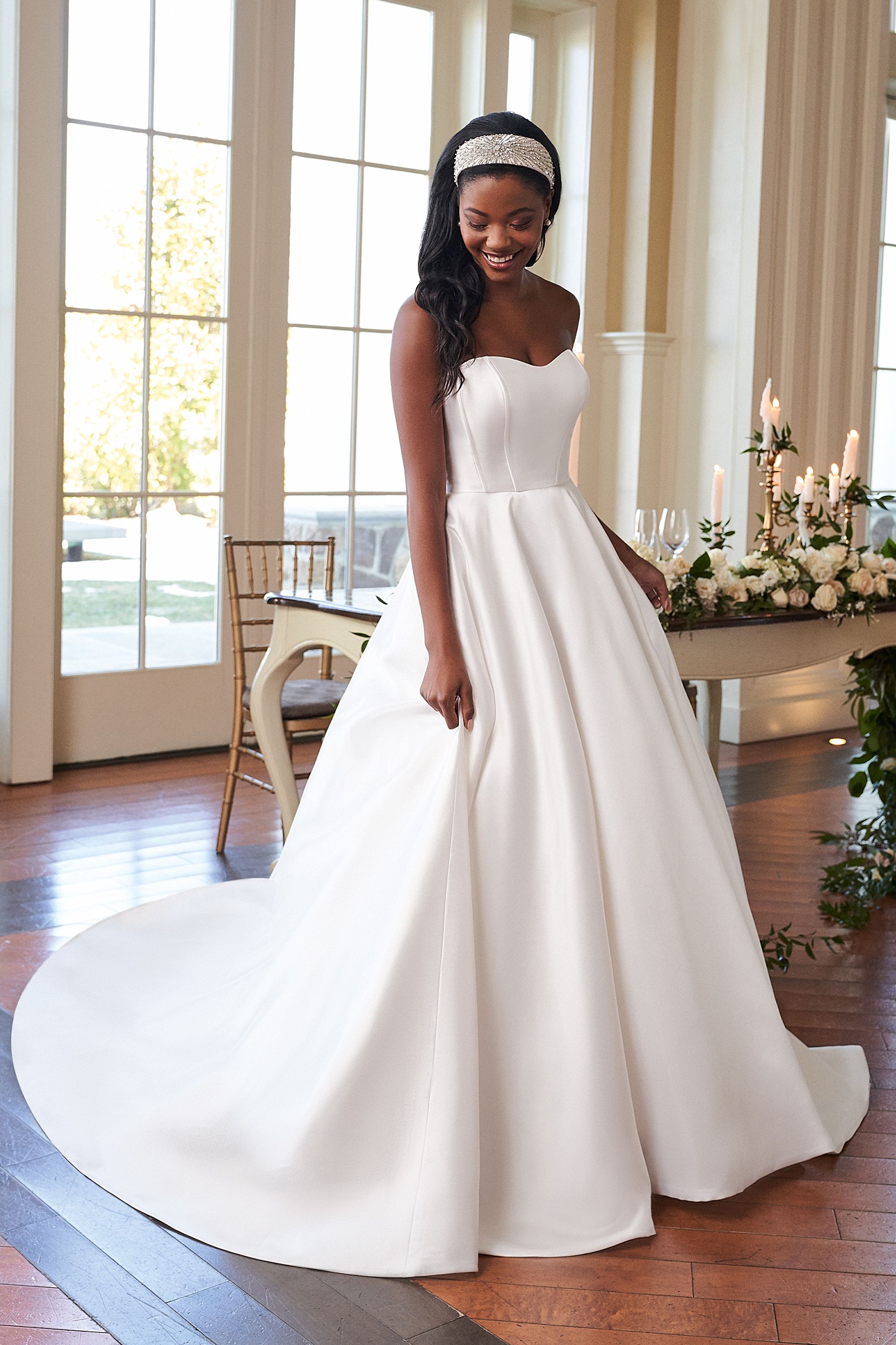 Style 44292: Mikado Ball Gown with Sweetheart Neckline and Exposed ...