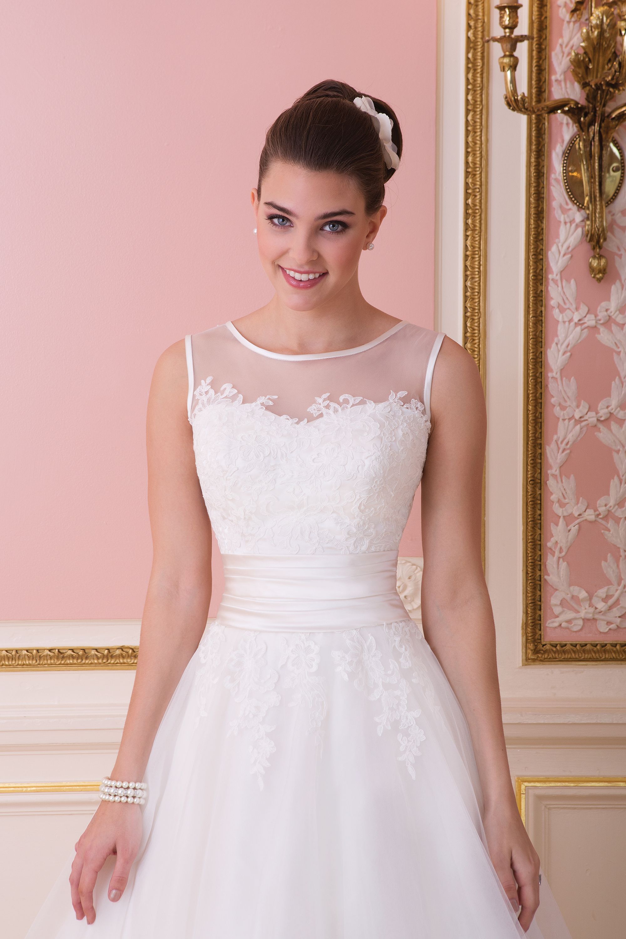 Style 6007: Illusion Sabrina Neckline Ball Gown with Cummerbund ...