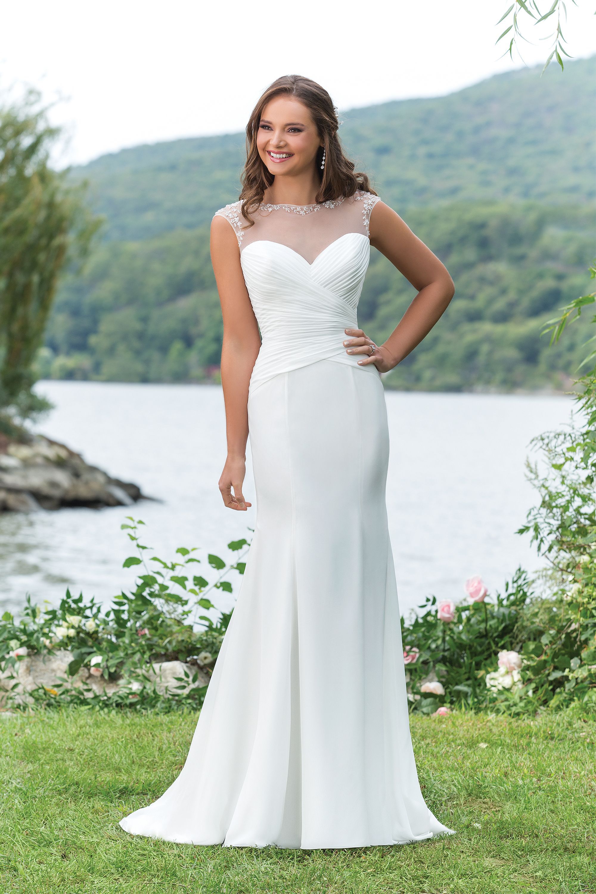 Style 6147: Sabrina Neckline Fit and Flare with Ruched Inverted ...