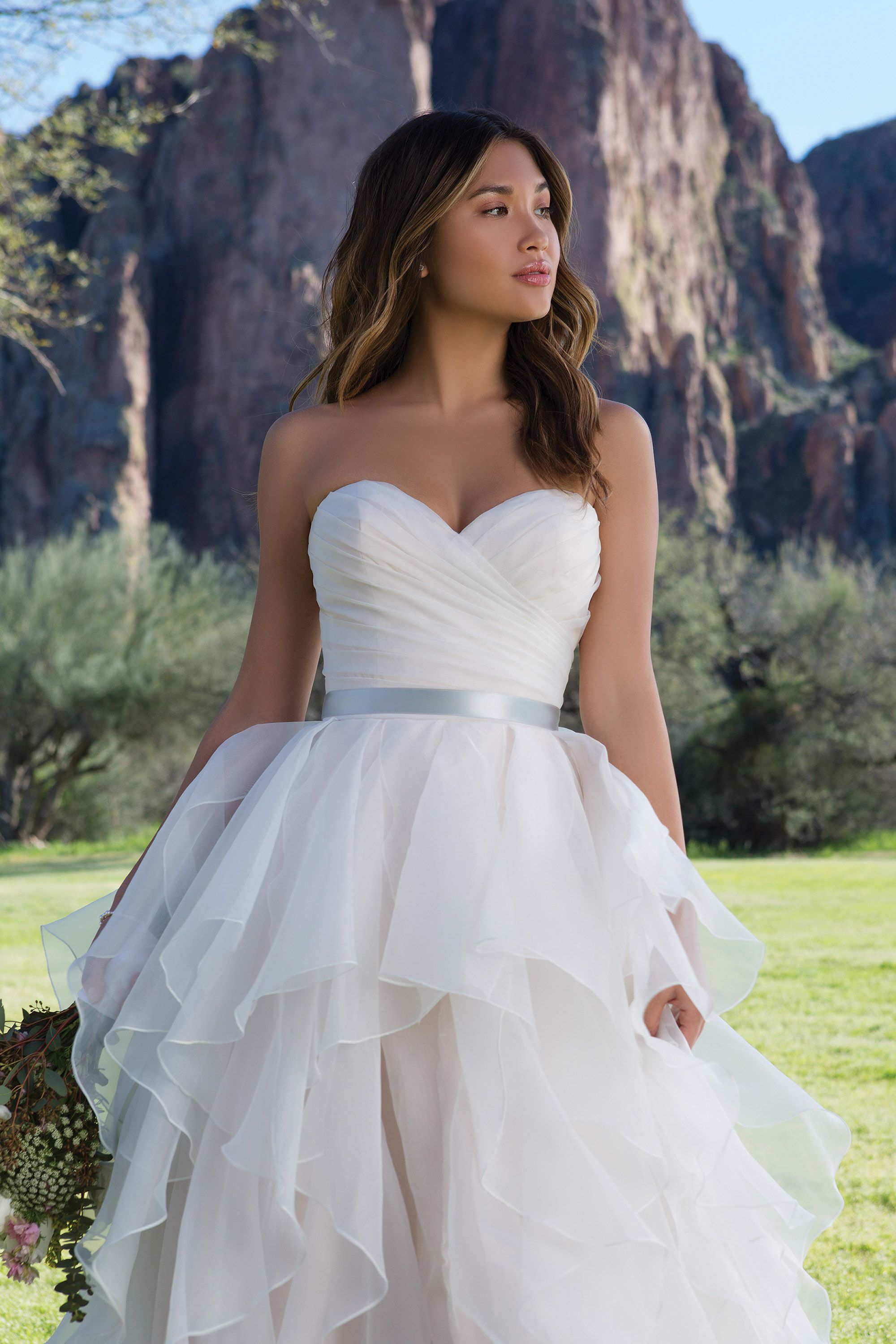 Style 1152: Ruched Bodice Ball Gown with Tiered Organza Skirt ...